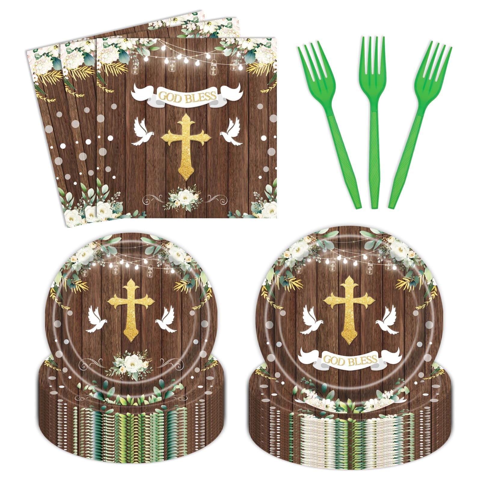 96Pcs God Bless Baptism Party Supplies AFN1First Holy Communion Party ...