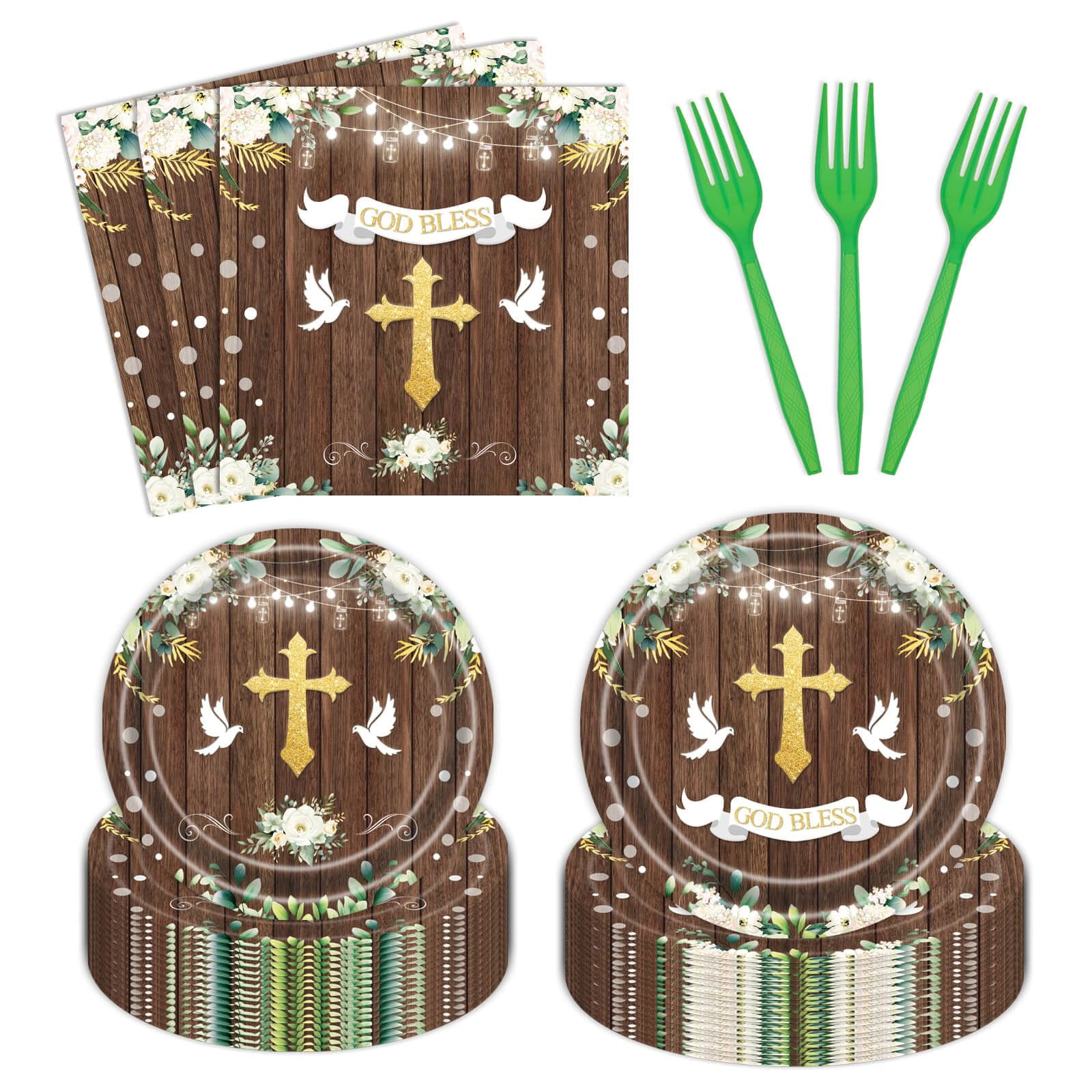 96Pcs God Bless Baptism STF9 Party Supplies First Holy Communion Party ...