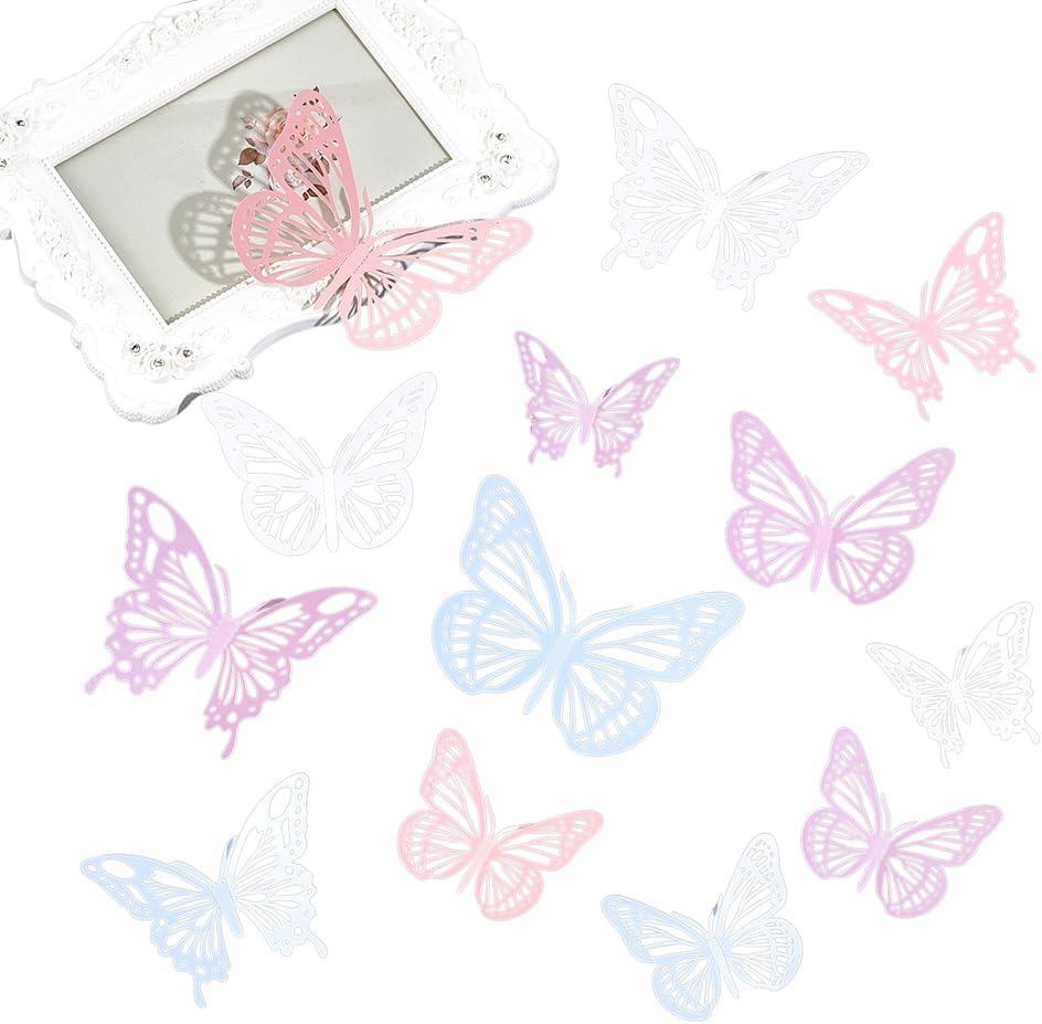 96Pcs Hollow Butterfly Wall Stickers 8 Styles Paper 3D Butterfly 96Pcs Hollow Butterfly Wall Stickers 8 Styles Paper 3D Butterfly