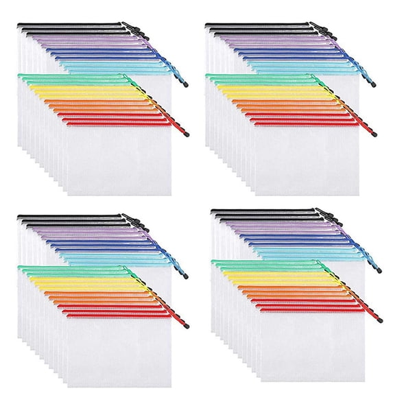 96Pcs Mesh Zipper Pouch Document Bag, Plastic Zip File Folders, Letter ...