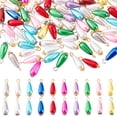 96Pcs Plastic Imitation Pearl Pendatns Teardrop with Iron Findings ...