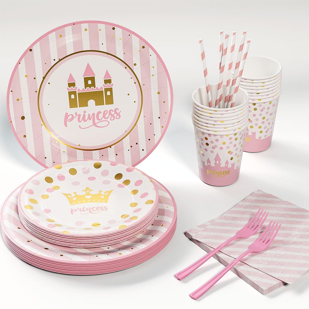 96Pcs Princess Birthday Party OIF8 Decorations Supplies,Disposable ...
