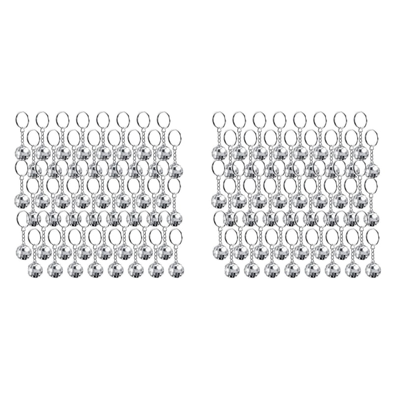 96Pcs Set Disco Ball Keychain Mirror Keyring Reflective Ball Key Chain ...