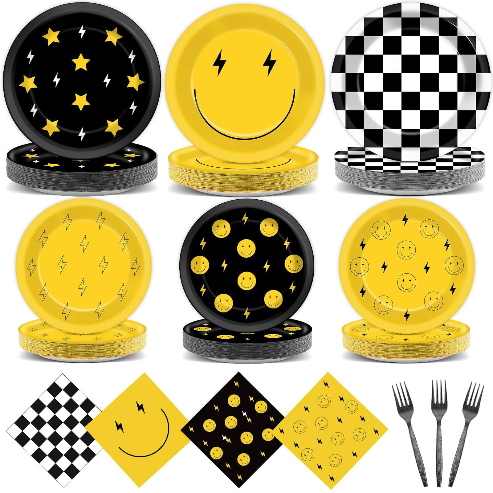 96Pcs Smile Face Birthday Party Decorations AFN1One Happy Smile Face ...