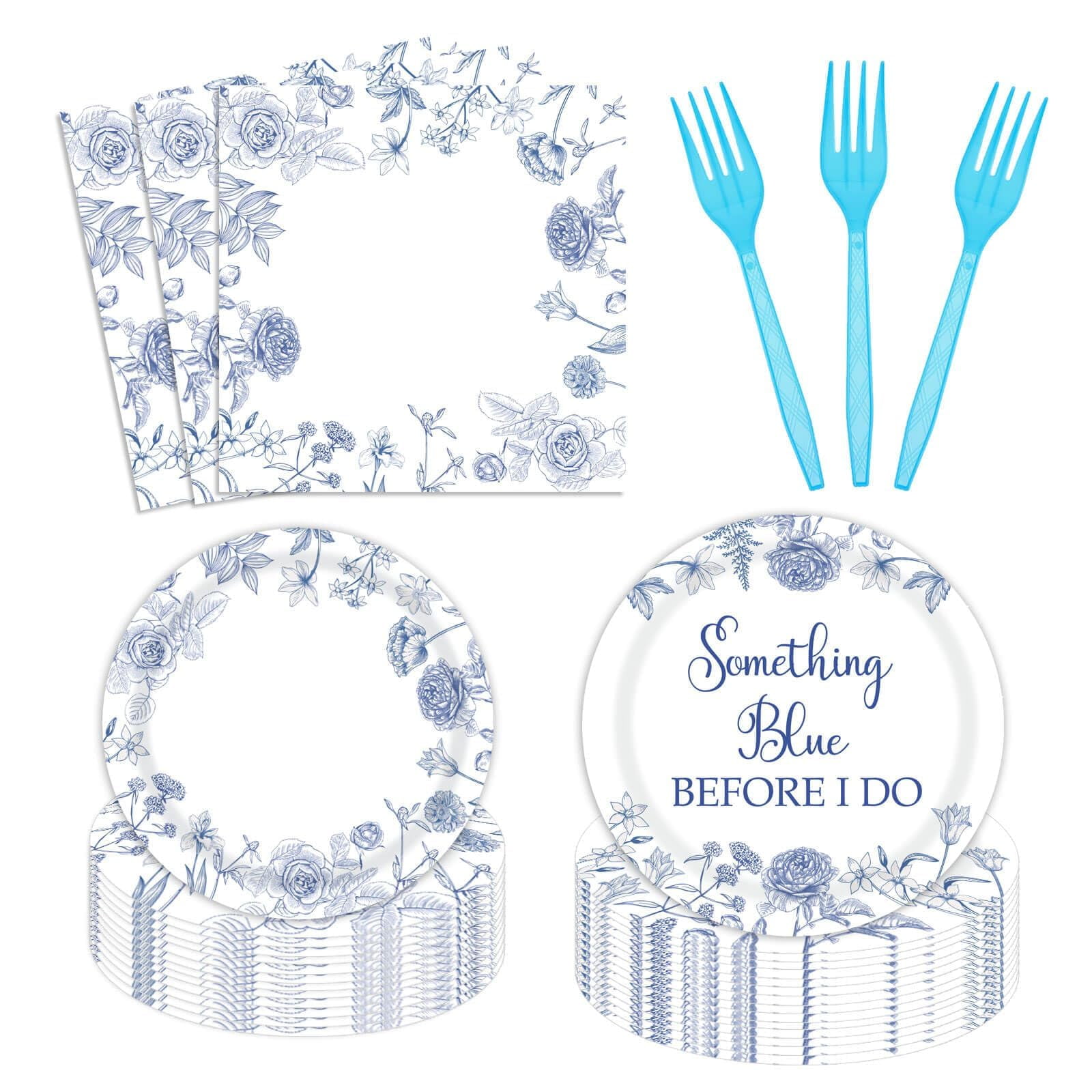 96Pcs Something Blue Before I Do MTN1 Bridal Shower Party Supplies Blue ...