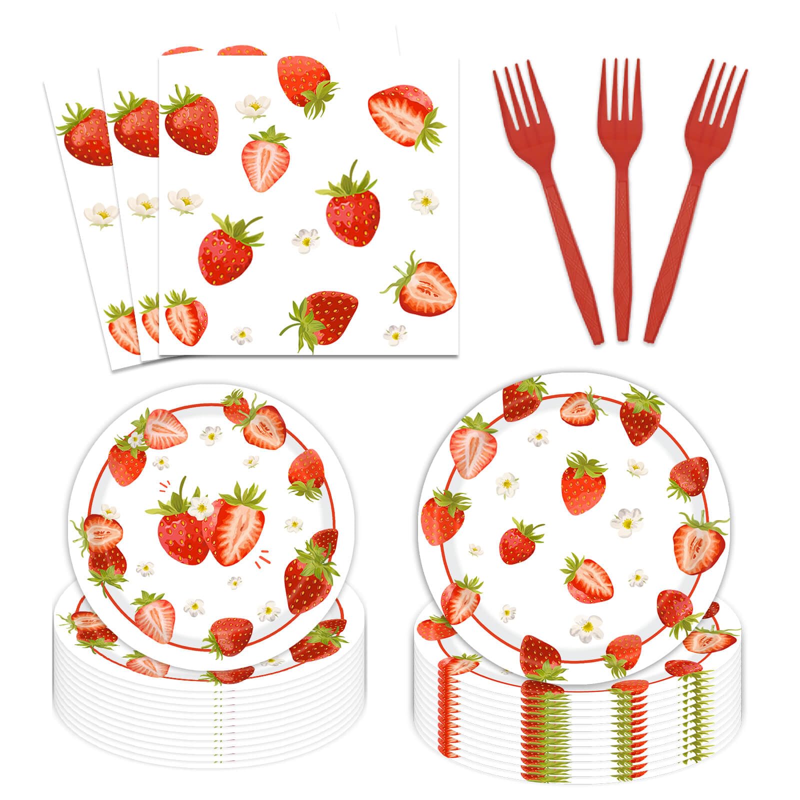 96Pcs Strawberry Birthday Decorations,Spring STF9 Summer Strawberry ...