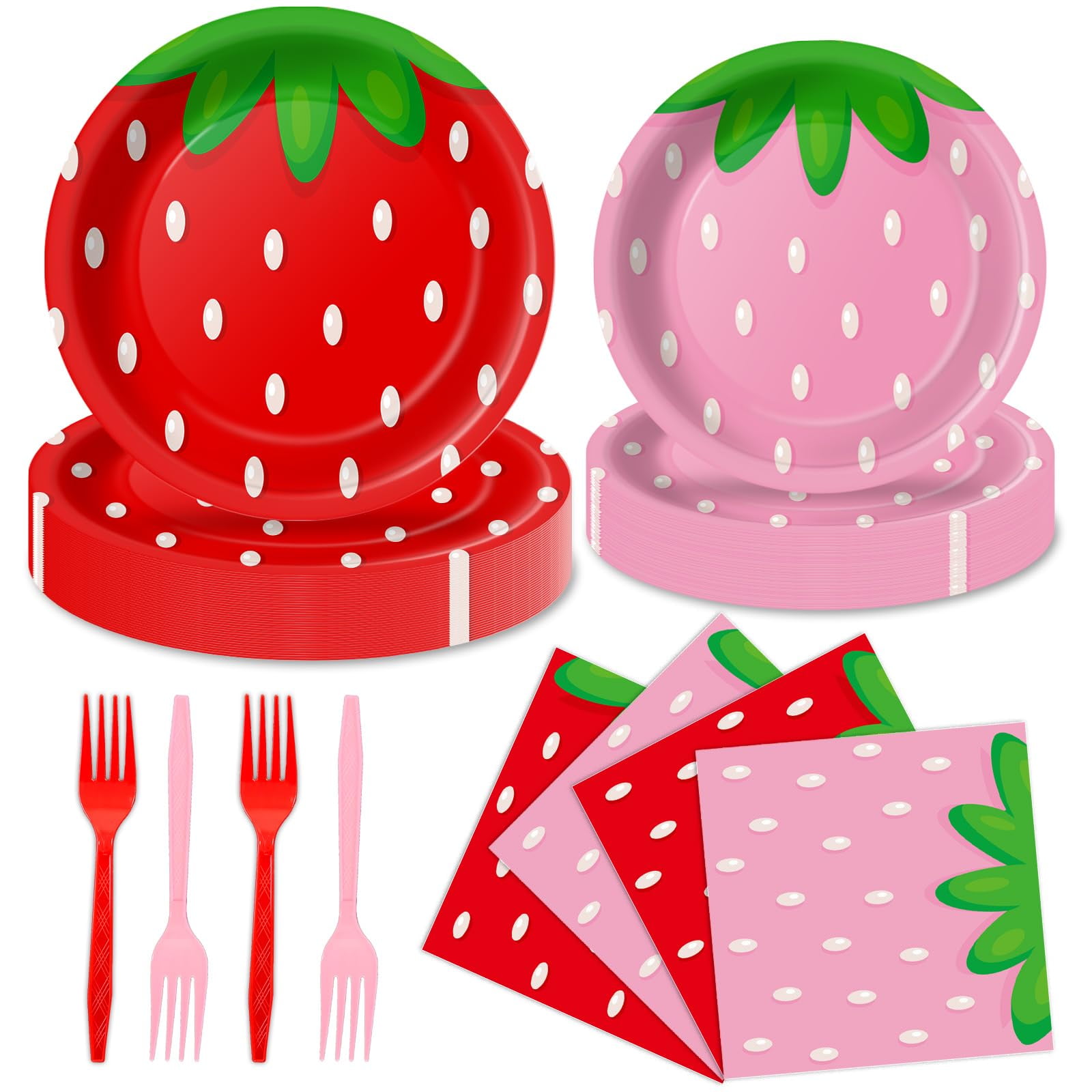 96Pcs Strawberry PartyEGSC Decorations for Berry First Strawberry ...