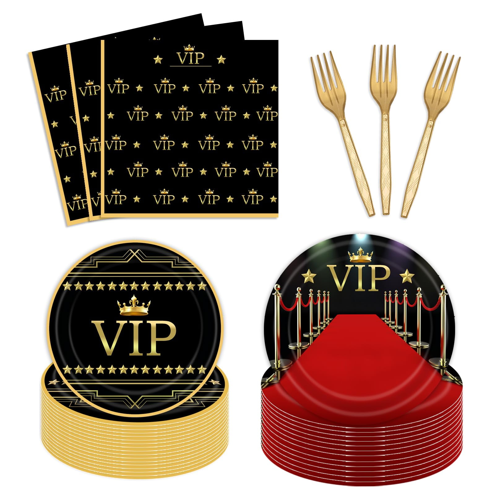 96Pcs VIP Party Supplies MMF7 Disposable Red Carpet Event Plates and ...