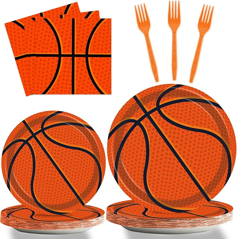 96Pieces Basketball Plates and Napkins Party Supplies Basketball ...
