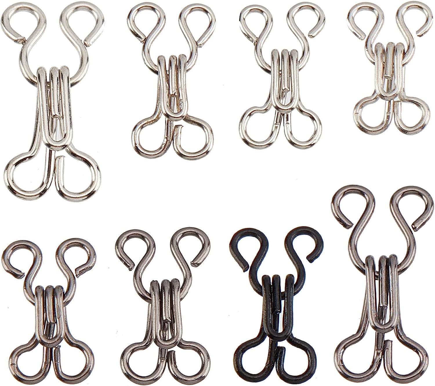 96Sets 4 Sizes Sewing Hooks and Eyes Closure Iron Bra Hooks Replacement ...