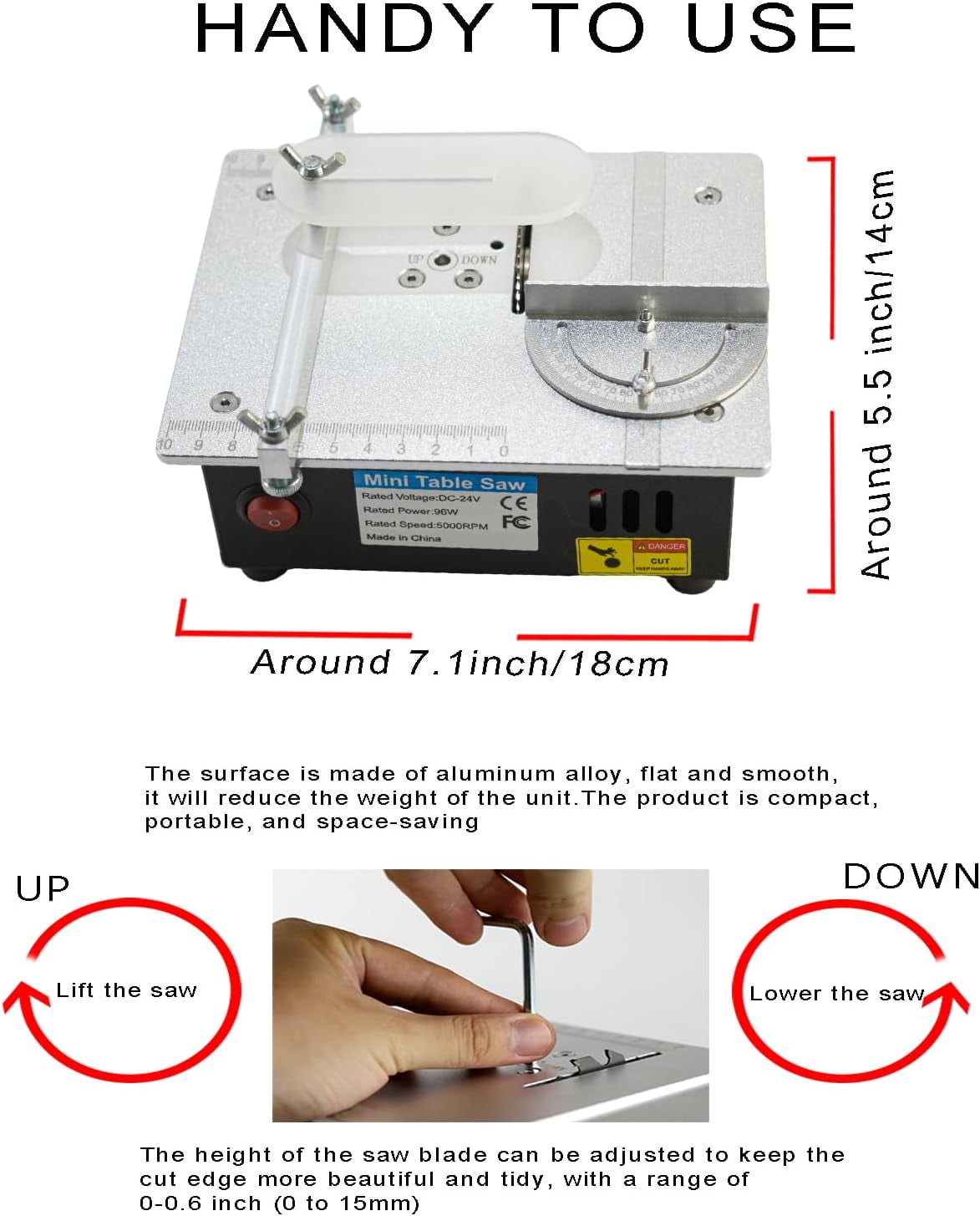 96W Mini Desktop Electric Saw Cutter 7.1"x5.5", Cut Thickness ...