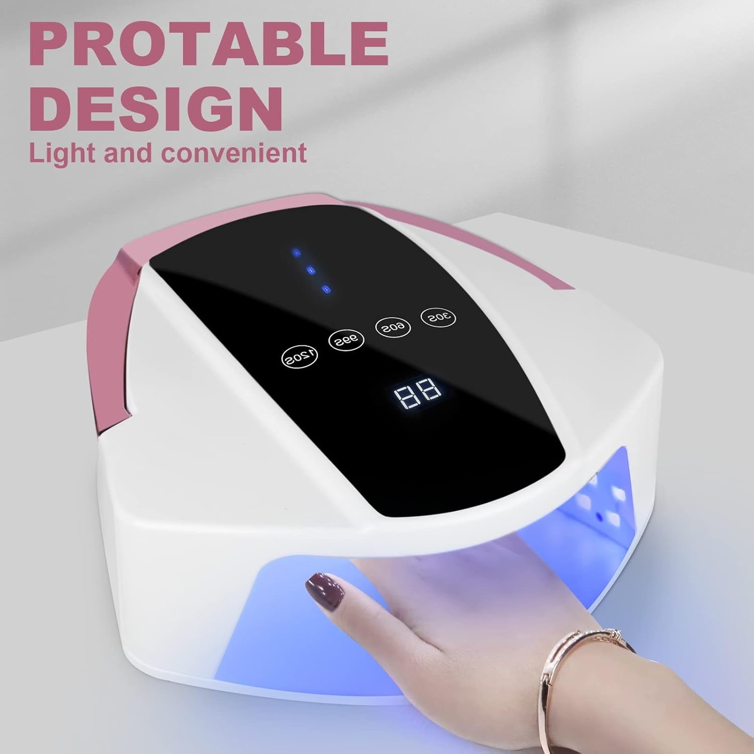 96W Rechargeable UV Light for Nails - Cordless LED Lamp With Portable ...