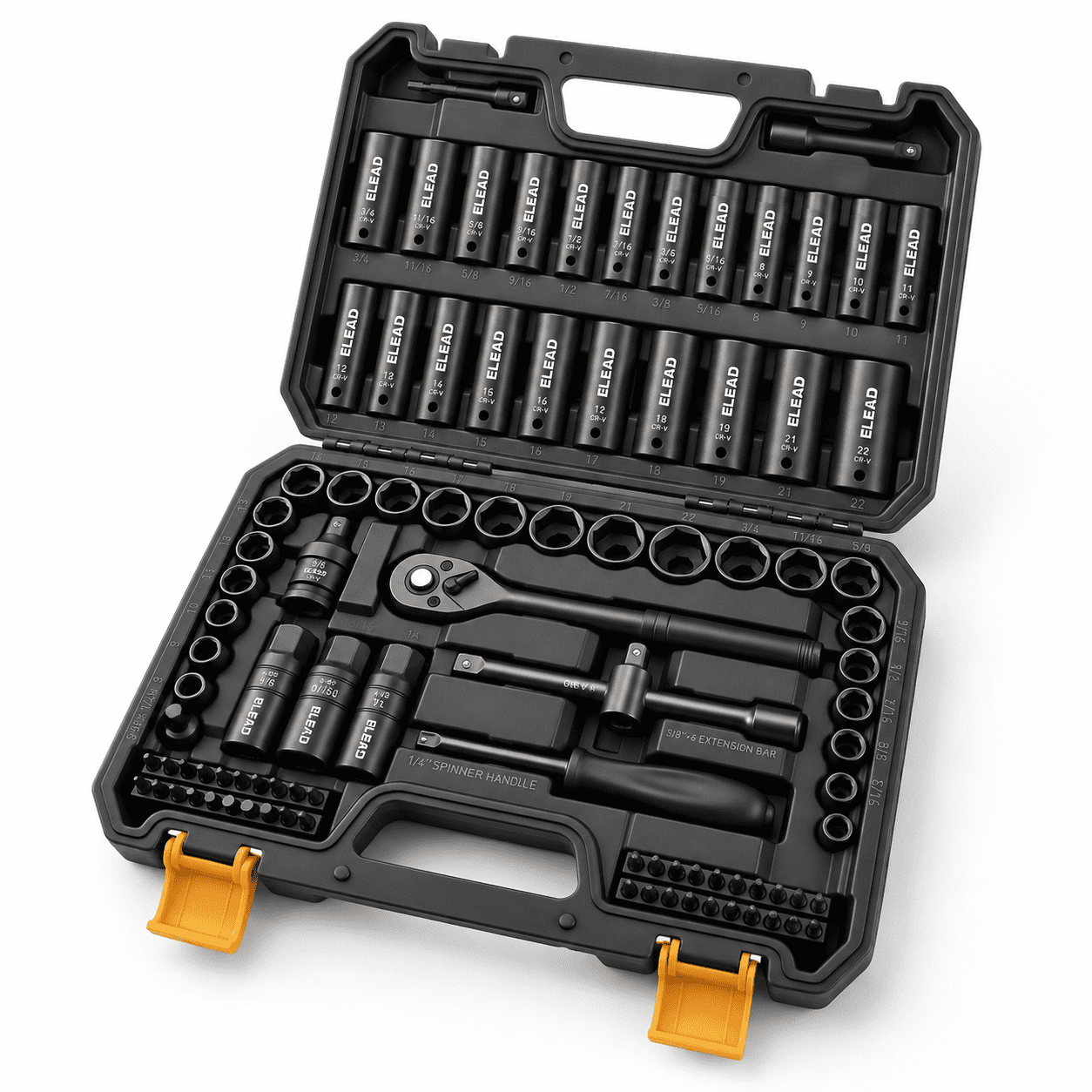 96pcs 3/8'' Drive Impact Socket Set Black, SAE and Metric Standard Deep ...