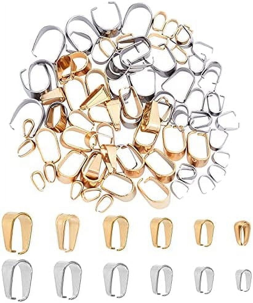 96pcs 6 Sizes Stainless Steel Pinch Bails 2 Colors Pendant Snap On ...