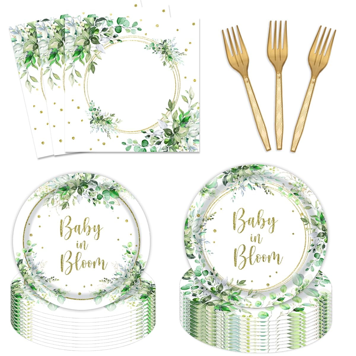 96pcs Baby in Bloom Party Plates BSL1 and Napkins Tableware Set for 24 ...