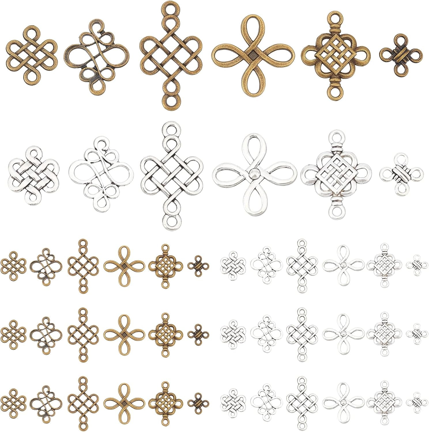 96pcs Celticing Knot Charms 12 Styles Chinese Knot Pendants Tibatan ...