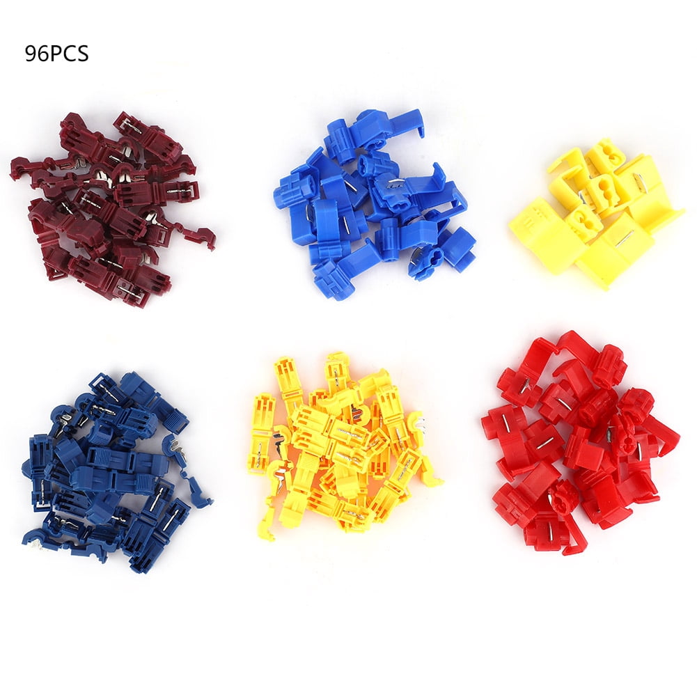 96pcs Cold Pressed Terminal Lock Electrical Wire Connectors Cable Quick ...