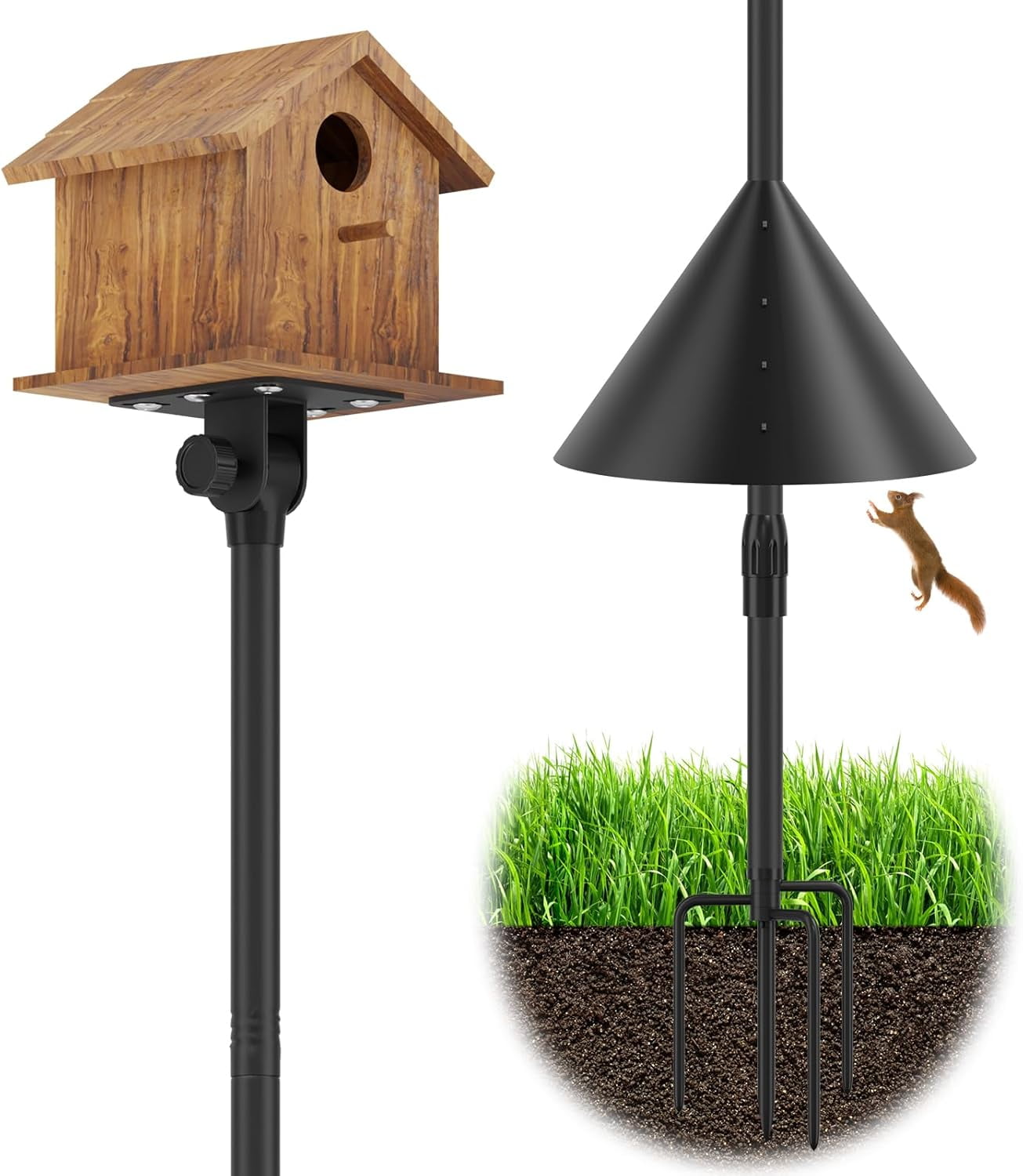 97 Inch Bird Pole with Squirrel Baffle,Adjustable Bird House Pole Stand ...