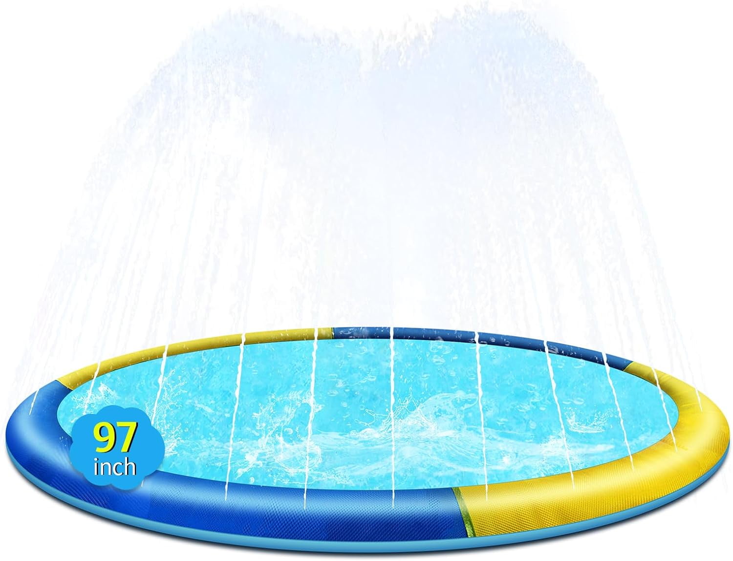 97" Non-Slip Splash Pad for Kids and Dog, Thicken Sprinkler Pool Summer ...