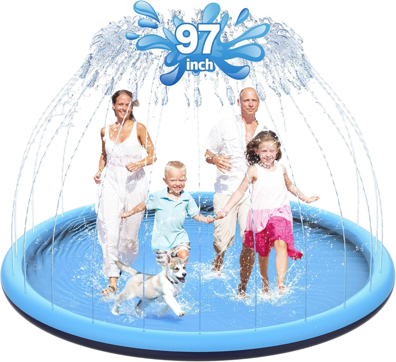 97" Non-Slip Splash Pad for Kids and Dog, Thicken Sprinkler Pool Summer ...