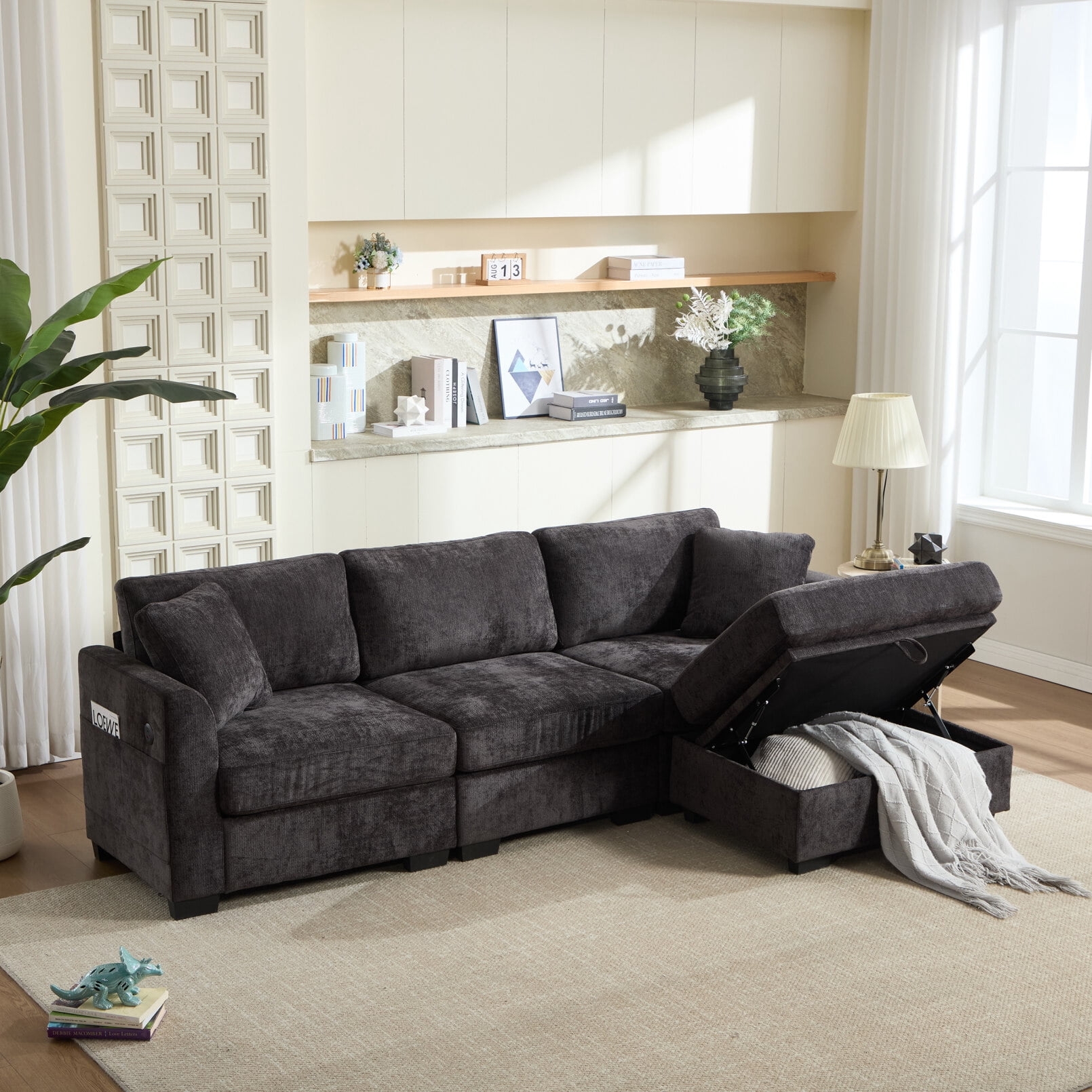 97'' Oversized Modular Sectional Sofa with Movable Ottoman, 4 Seat ...