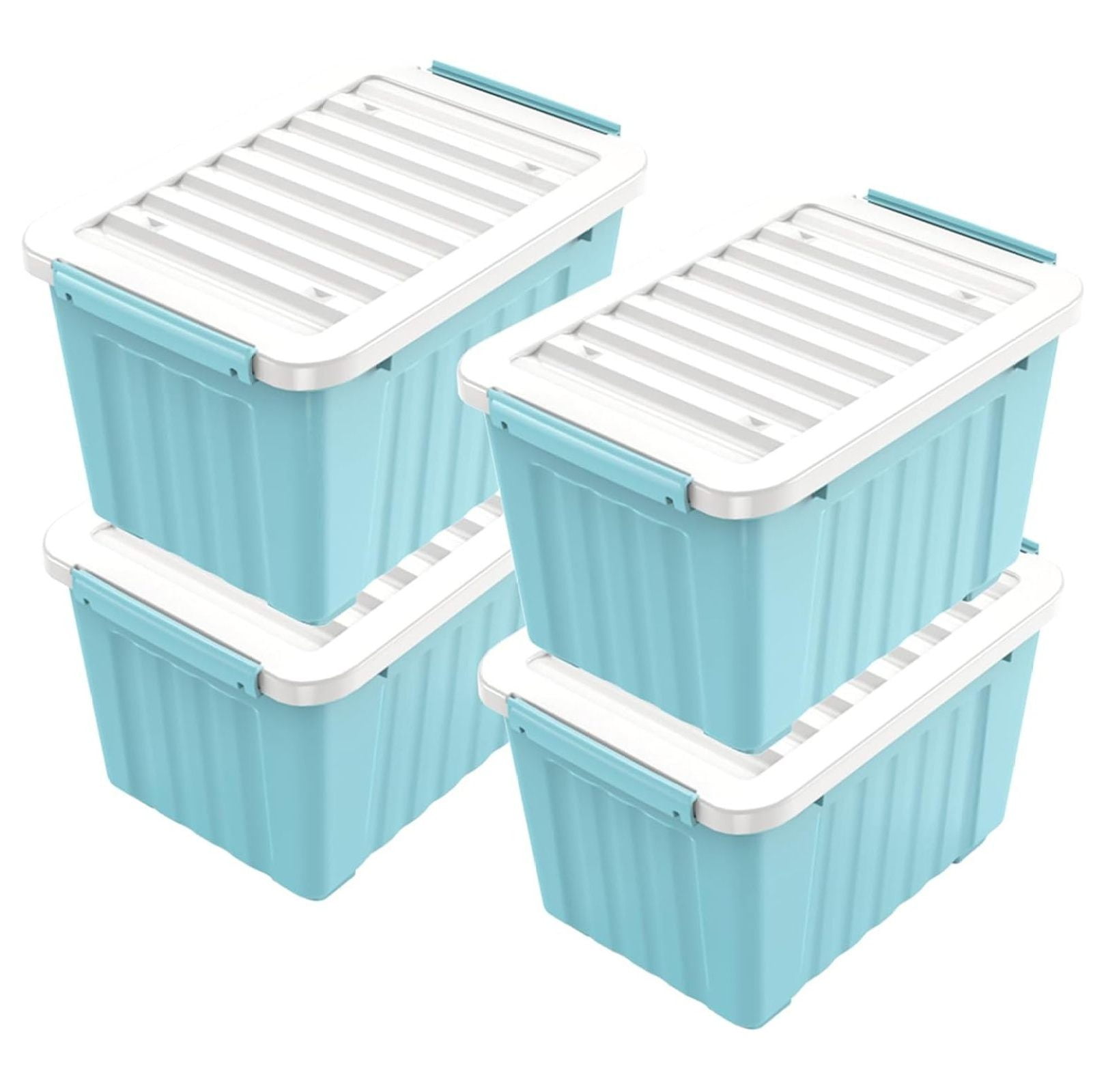 97 Quart Plastic Storage Bin, Blue Stackable and Nestable Storage Boxes ...
