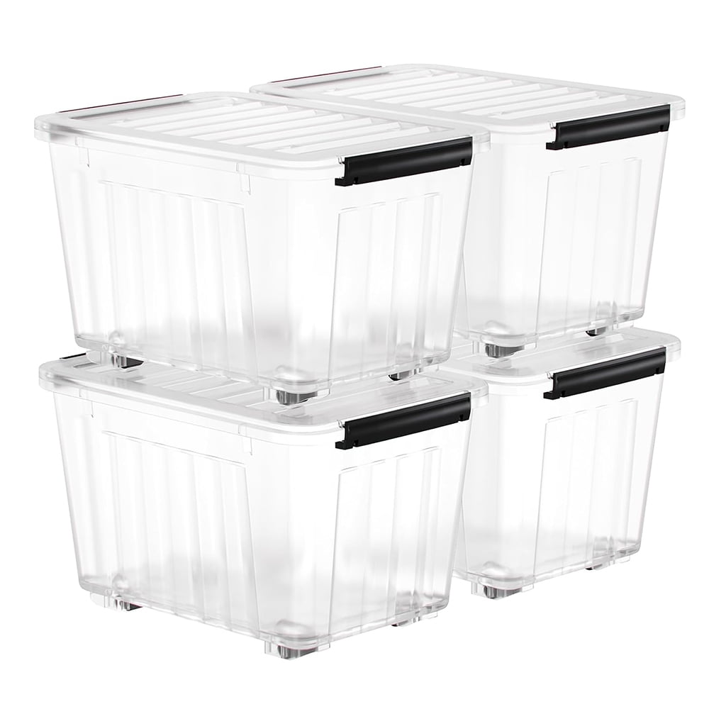 97 Quart Plastic Storage Bin, Stackable and Nestable Storage Boxes with ...
