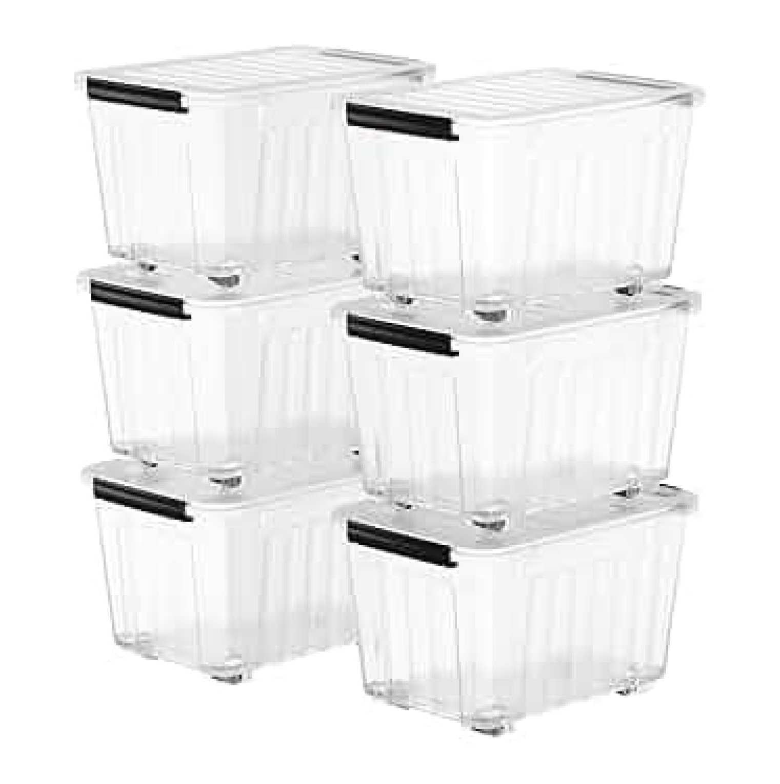 97 Quart Storage Bins, 6 Pack - Stackable Plastic Storage Containers ...