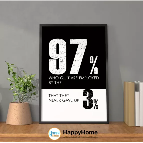 97% Who Quit Motivational Quote Inspirational Wall Art Canvas Office ...