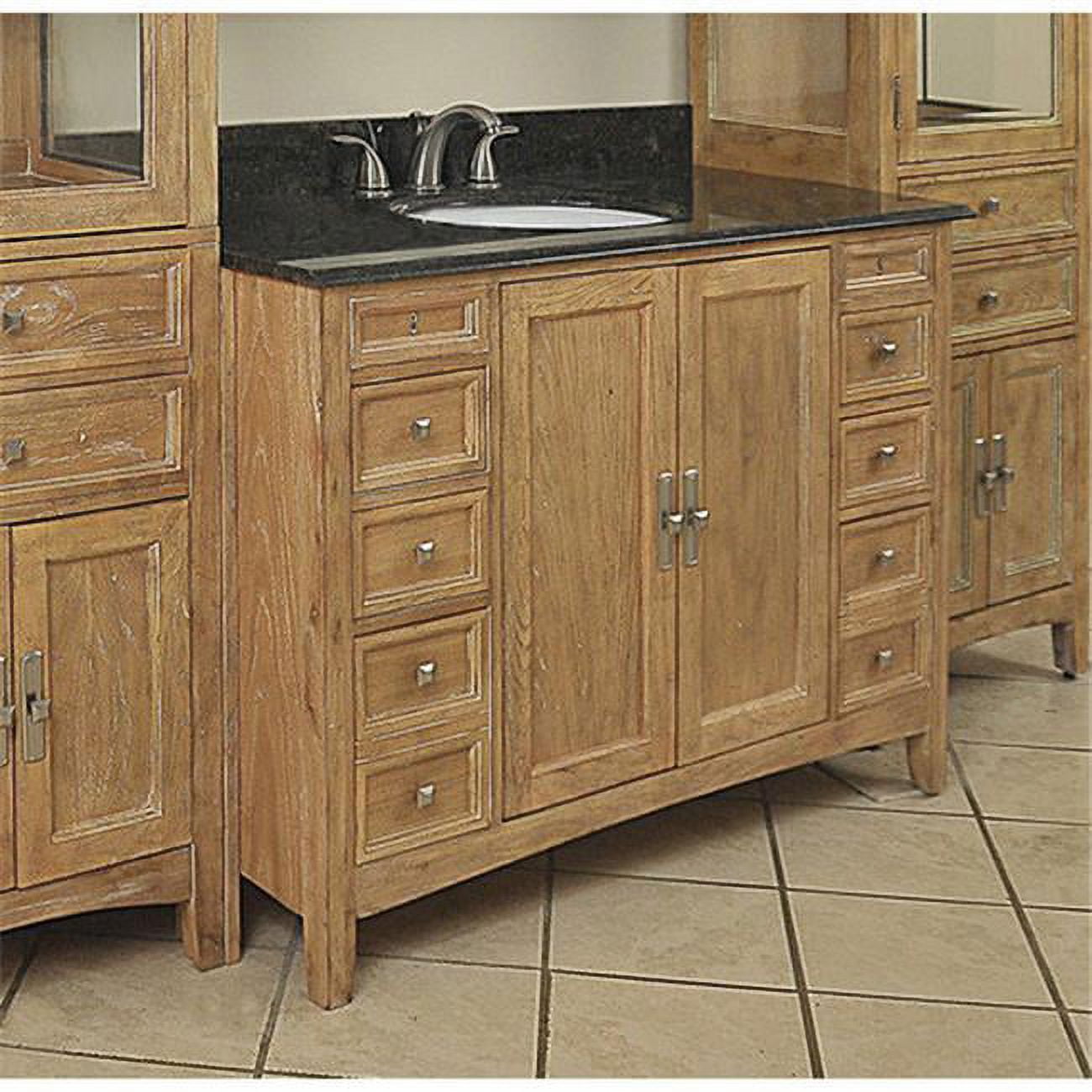 97 in. Single Basin Vanity in Oak Glaze Finish - Midnight Black- White ...