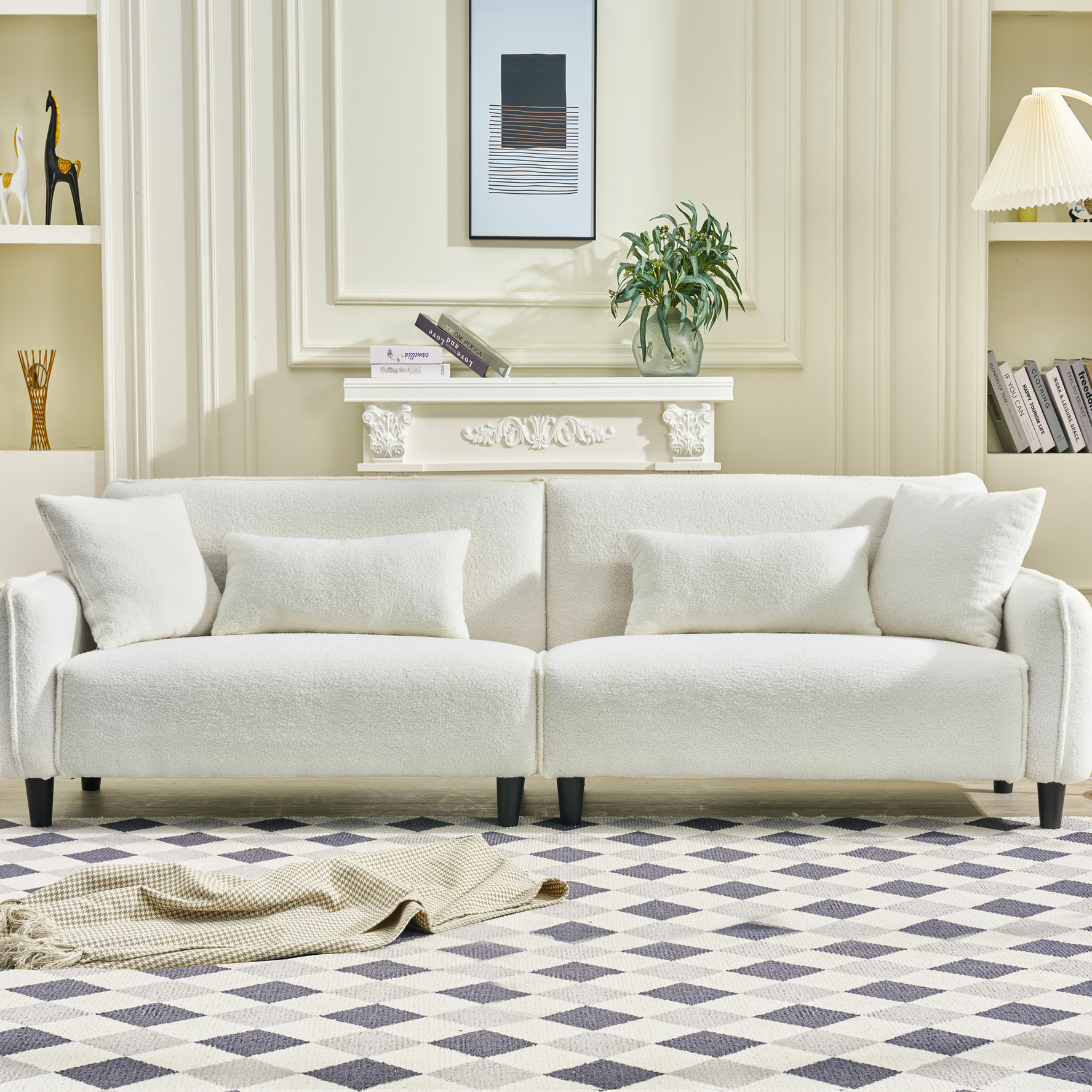 97-inch Contemporary Velvet Sofa - Low-key Modern Exterior and Skin ...