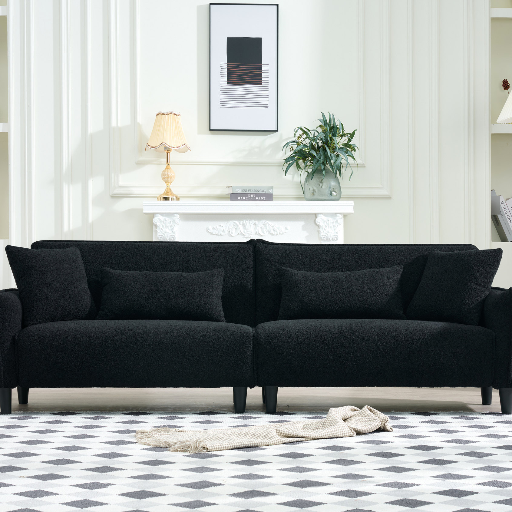 97-inch soft-seated sofa with foam filler and easy assembly / Suitable ...