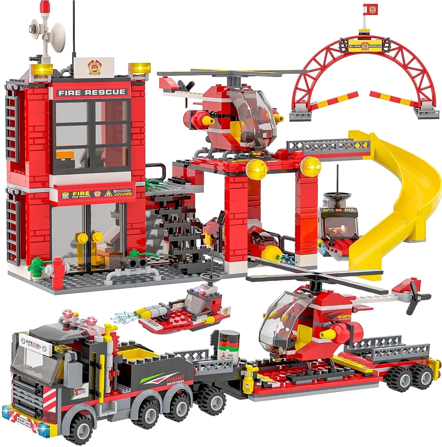 EP Exercise N Play 971-Piece Fire Station Building Block Kit ...