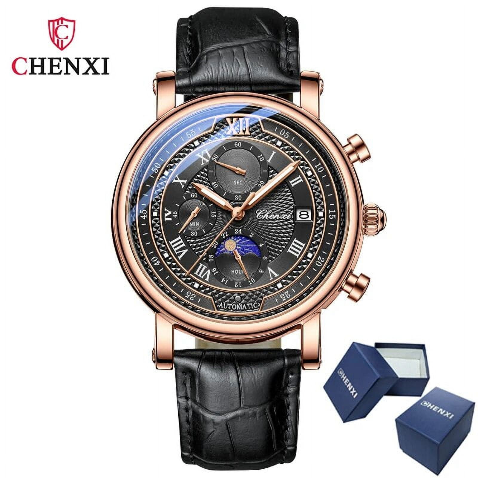 976 Leather Chronograph Date Men's Phase Of The Moon Timing Business ...