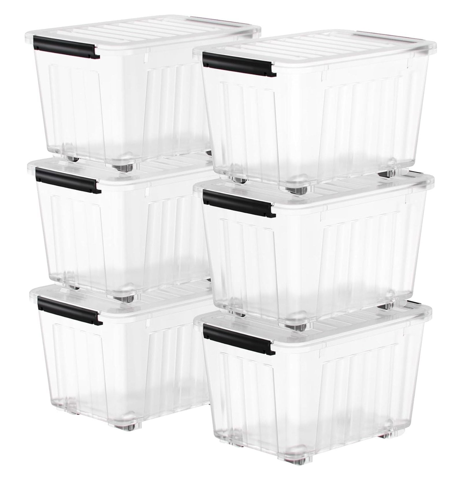 97Quart Plastic Storage Bin, Stackable and Nestable Storage Boxes with ...