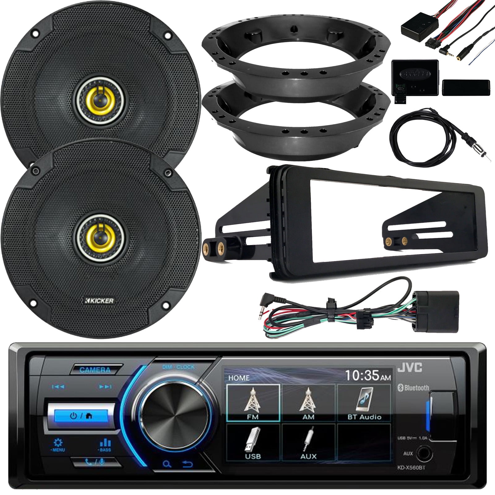 98-2013 Harley Marine Motorcycle ATV Bike Radio Receiver with Dash Kit ...