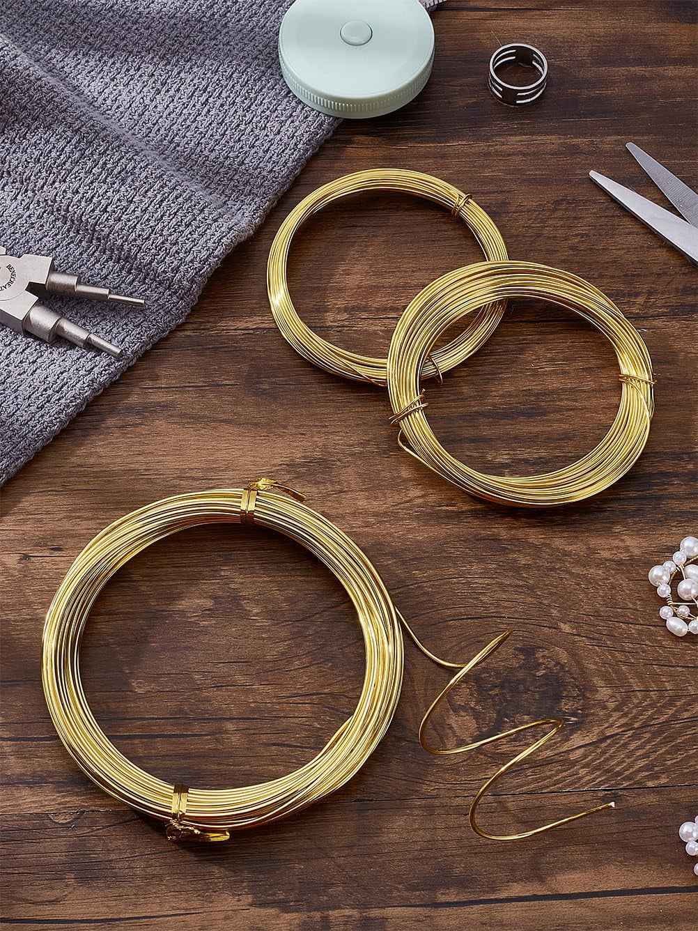 98.4 Feet 15~20 Gauge Round Aluminum Wire Gold Metal Craft Wire ...