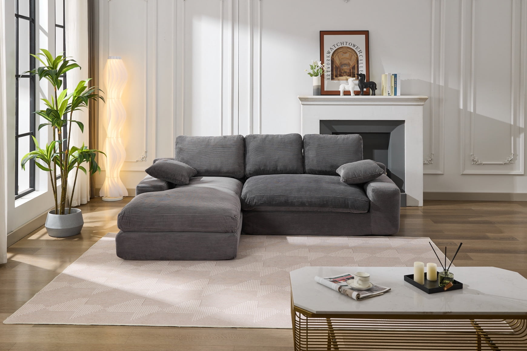 98.4-Inch Modular Sectional Sofa, Modern Minimalist Style L-Shape Couch ...