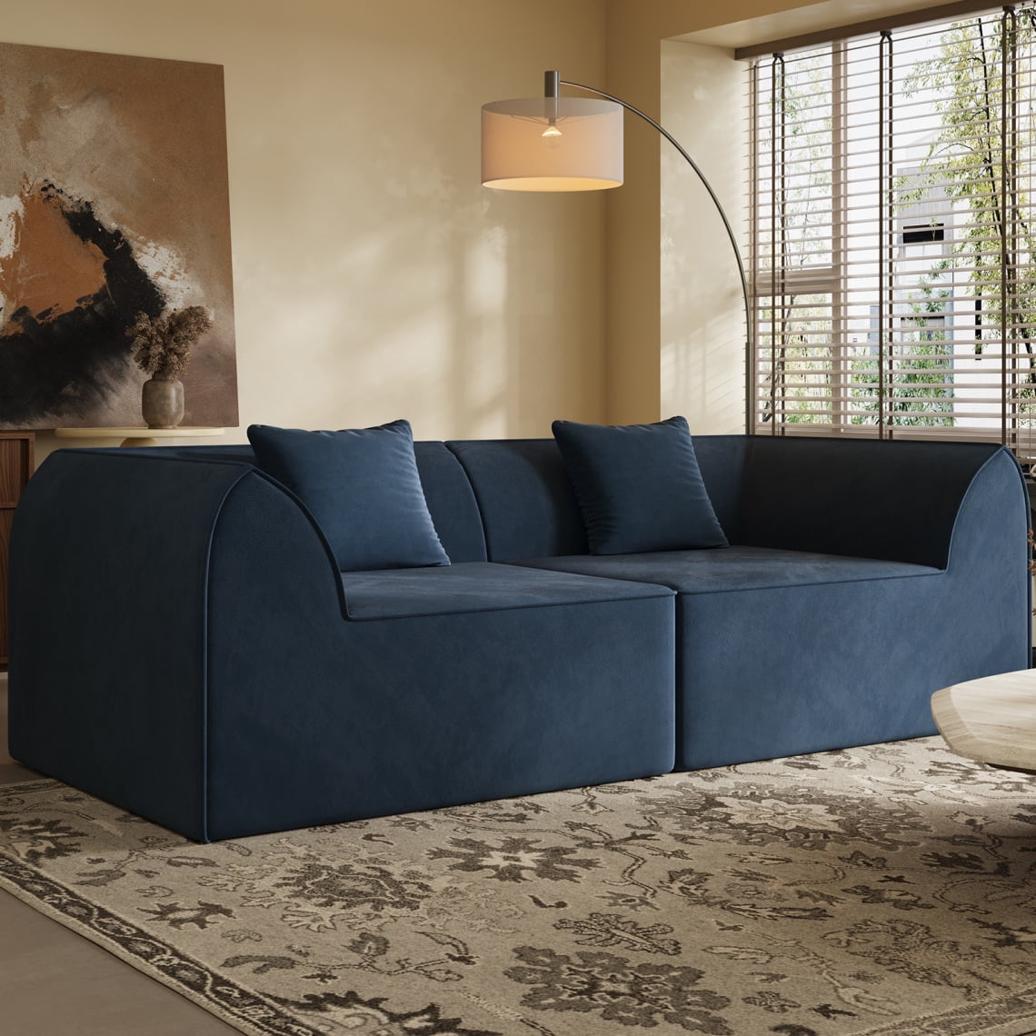 98.43'' Compressed Memory Foam Sofa with Rectangle Pillow, 2-Seater ...
