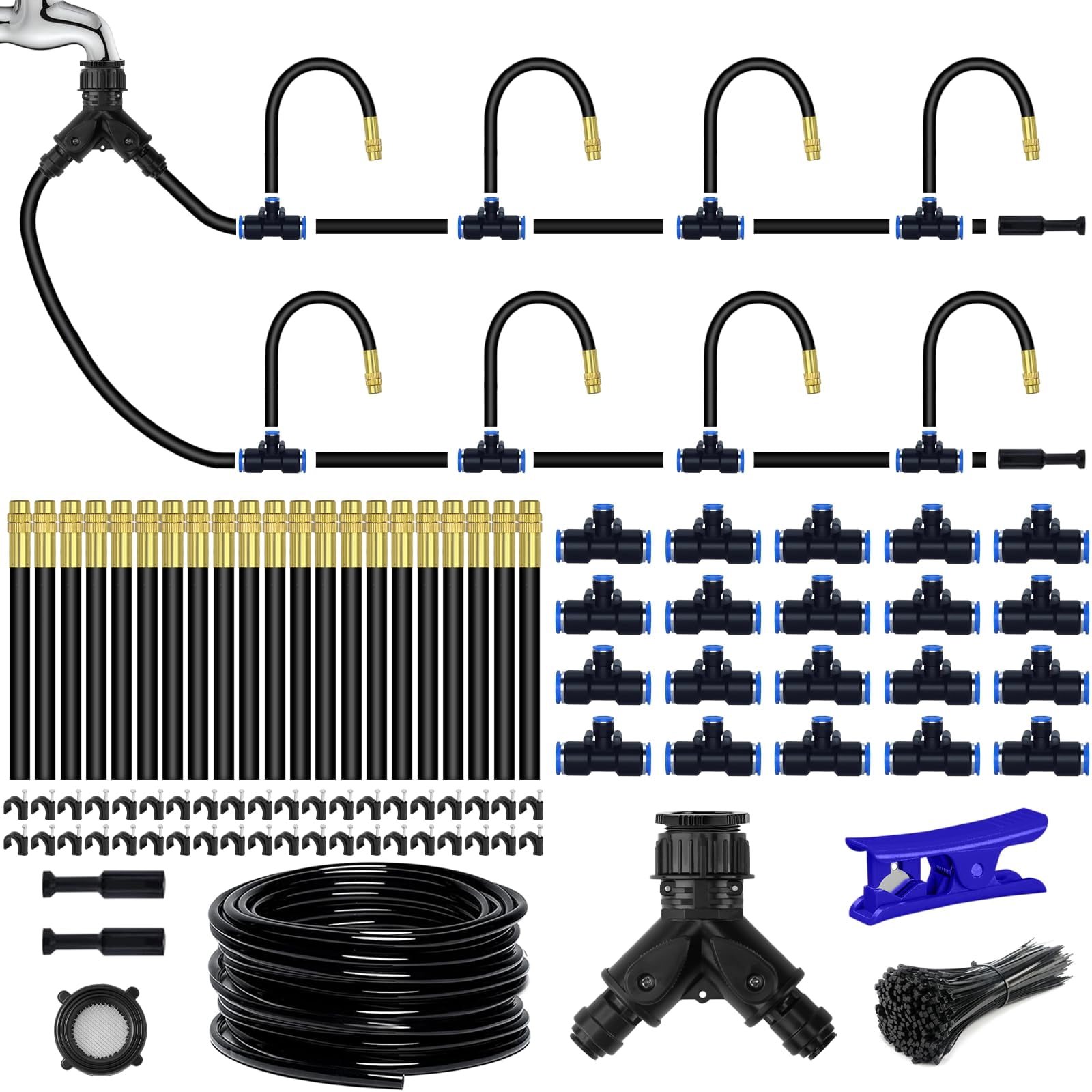 98.4Ft Drip Irrigation Kit Adjustable Watering Misting System for ...