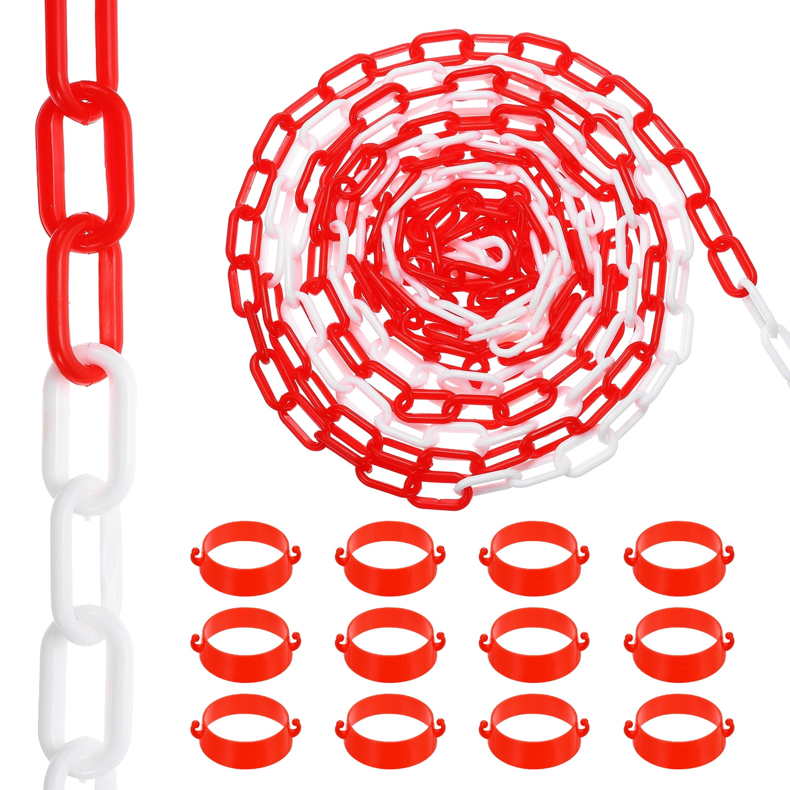 98.4Ft Plastic Chain Barrier, Safety Link Chain Stanchion with Traffic ...