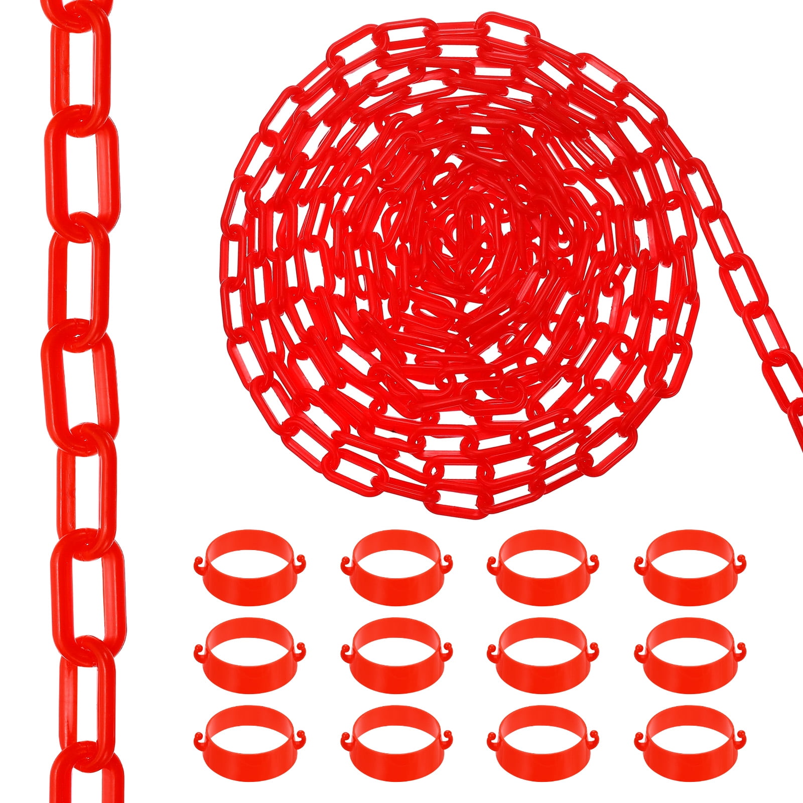 98.4Ft Plastic Chain Barrier, Safety Link Chain Stanchion with Traffic ...