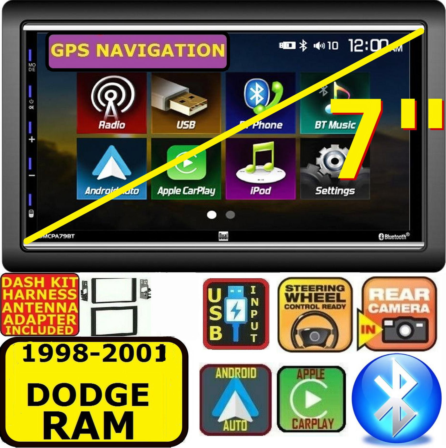 Dodge Ram 98-01 Double Din Dash GPS Navigation, Apple CarPlay ...