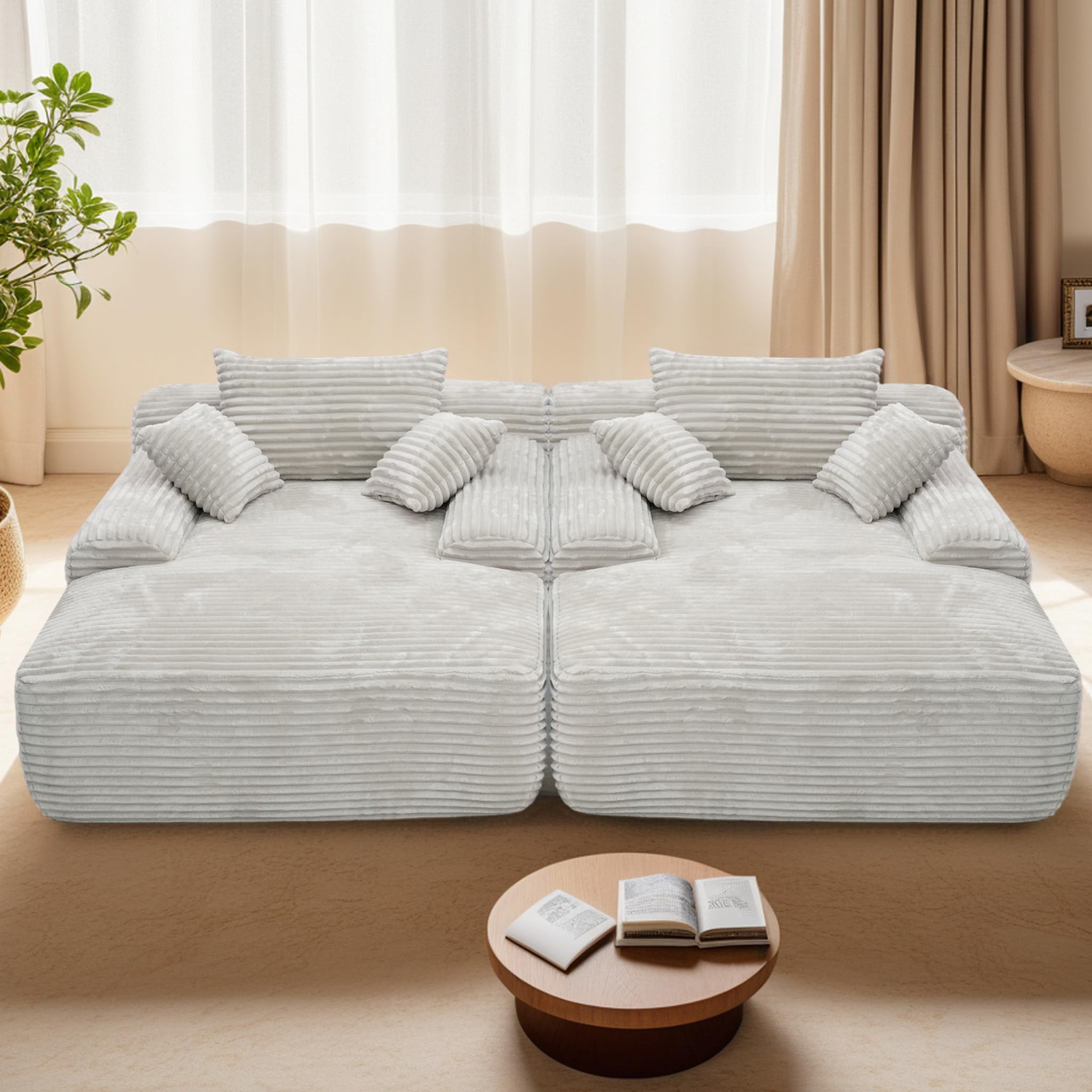 98'' Boneless Chaise Lounge Chair Indoor,Cloud Sofa Couch Bed,Sleeper ...