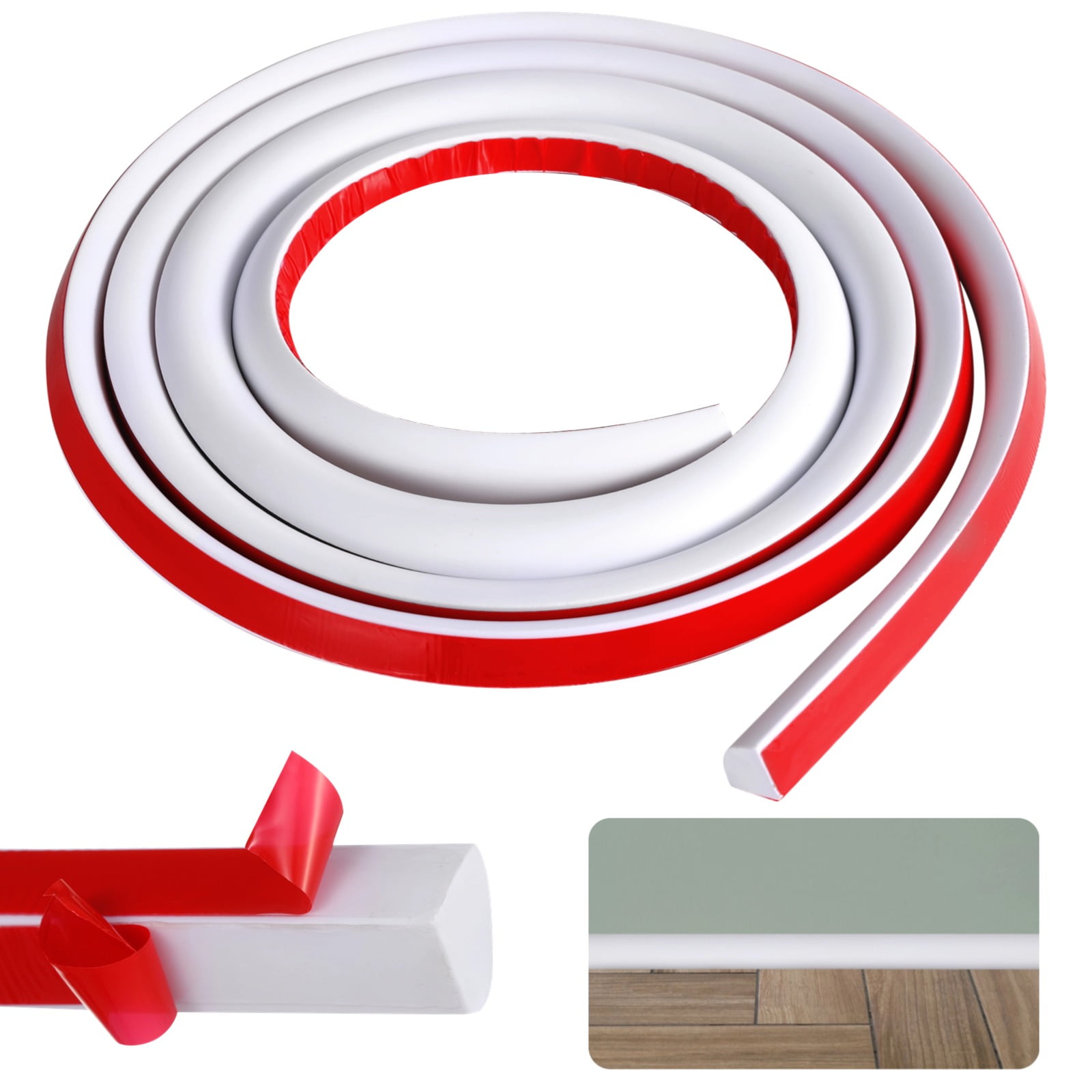 98 Ft Flexible Quarter Round Molding, 0.7 x 0.7 in Self-Adhesive Corner ...