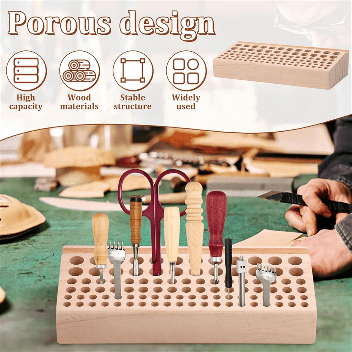 98 Holes Leather Craft Tool Holder, Leather Working Tool Holder,for ...