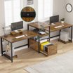 Tribesigns Solid Wood Computer Desk with 3 File Drawers and Storage ...
