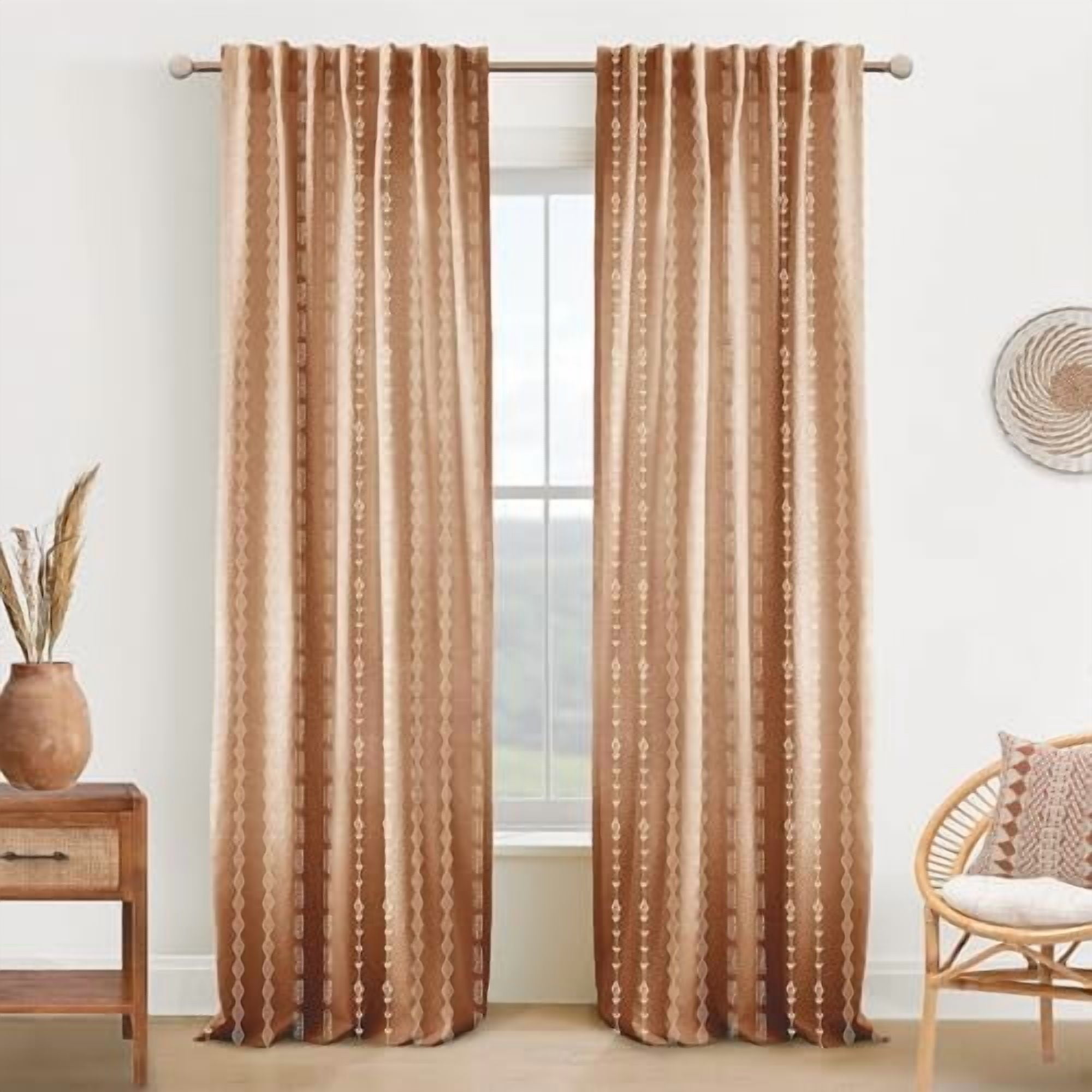98 Inch Extra Long Curtains,Sheer Light Terracotta Linen Cortinas para ...