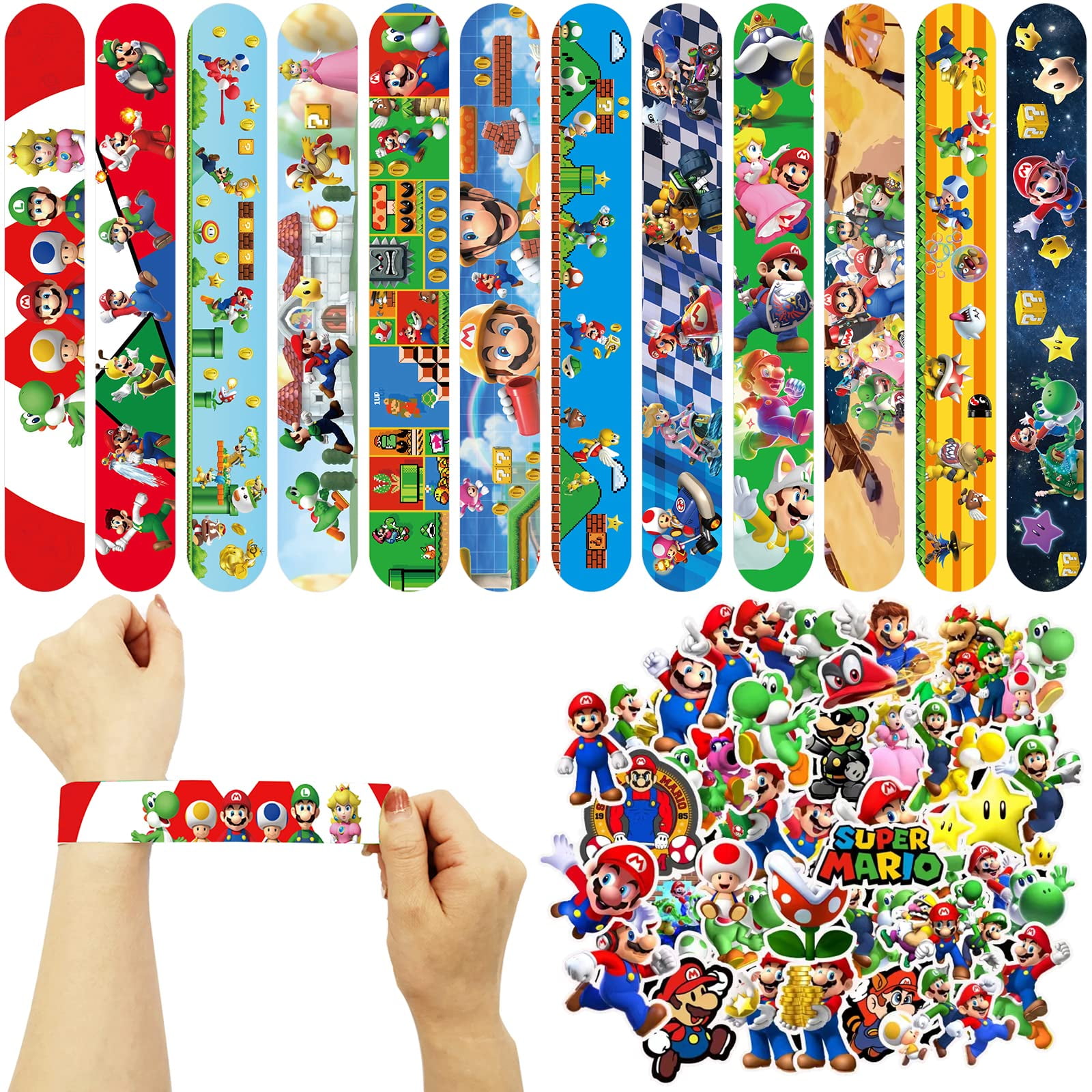 98 PCS Mario Party Favor Set, Mario Birthday Party Supplies Includes 48 ...