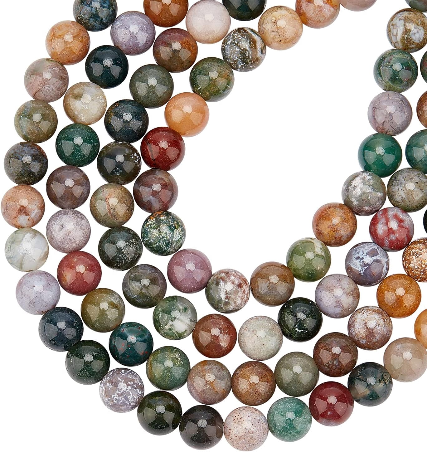 98 Pcs Nature Stone Beads 8mm Natural Indian Agate Round Beads Gemstone ...
